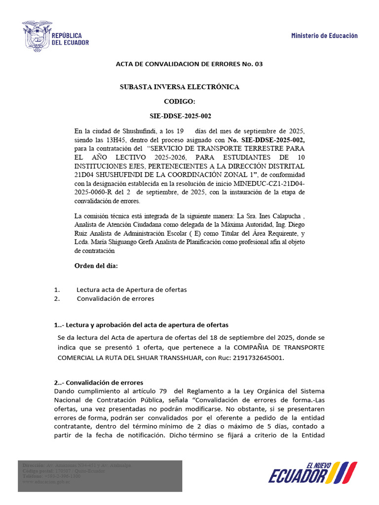 Acta Convalidacion de Errores Sie 002 2025 Signed Signed Signed | PDF
