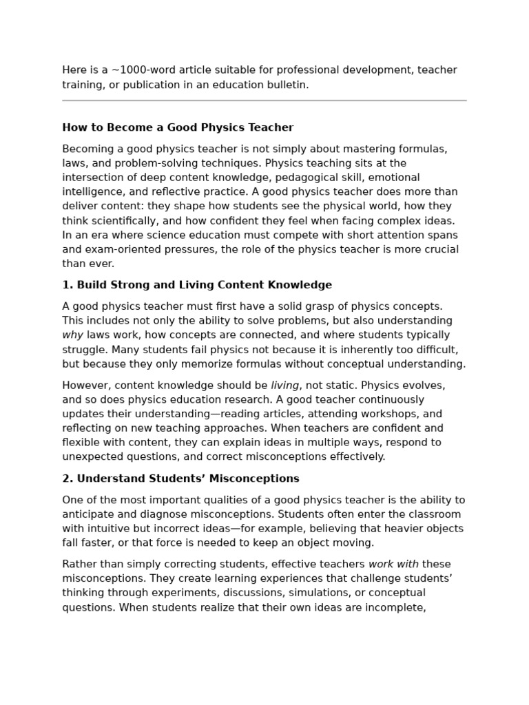 How To Become A Good Physics Teacher | PDF | Educational Assessment ...