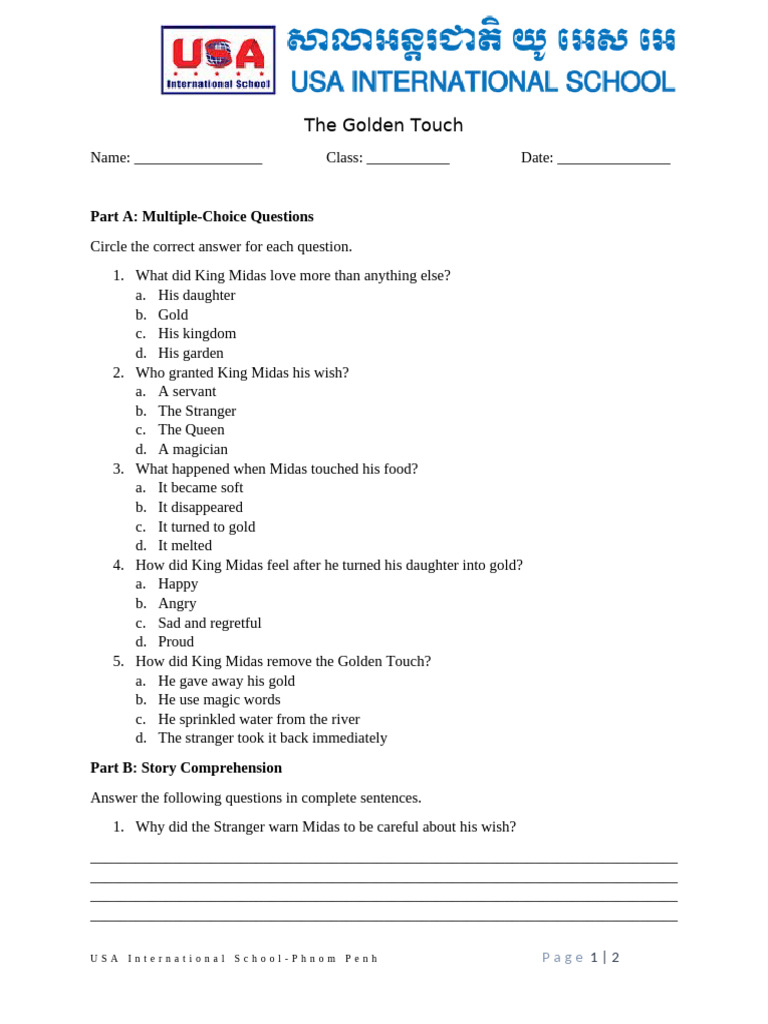 G7-G9 (the Golden Touch Worksheet) | PDF