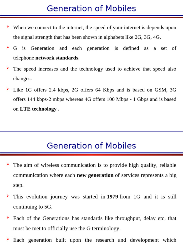2. Generations of Mobile Communication-1 | PDF | 4 G | 3 G