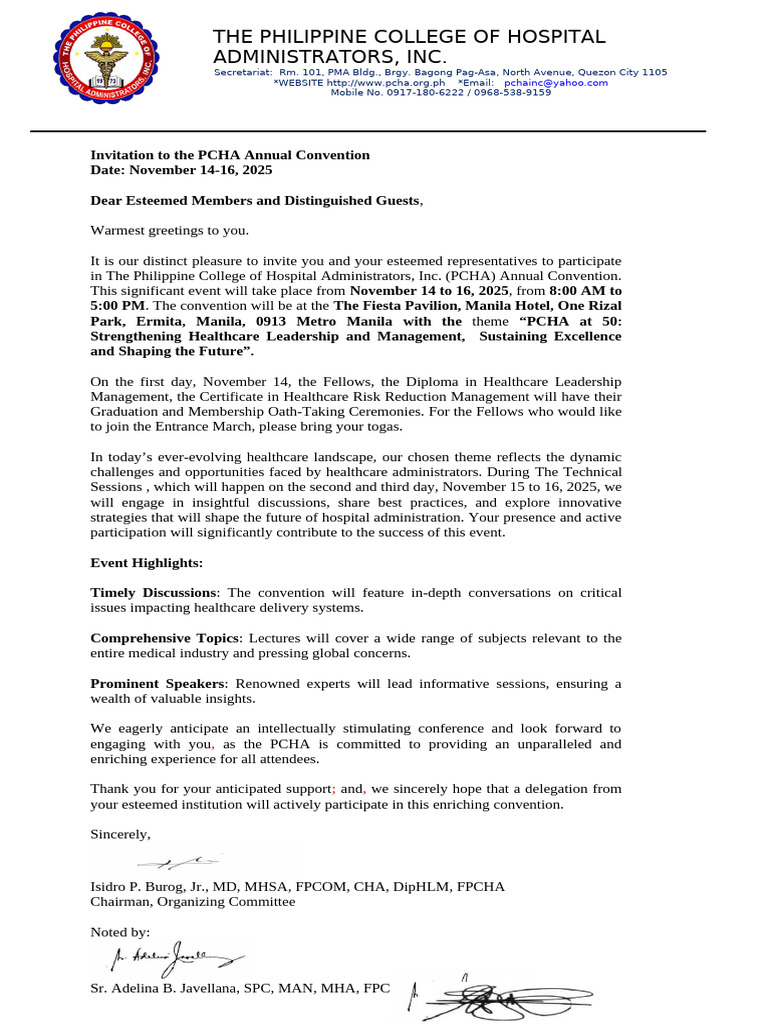 PCHA ANC 50th Flyer and Registration Form 2025 | PDF | Manila