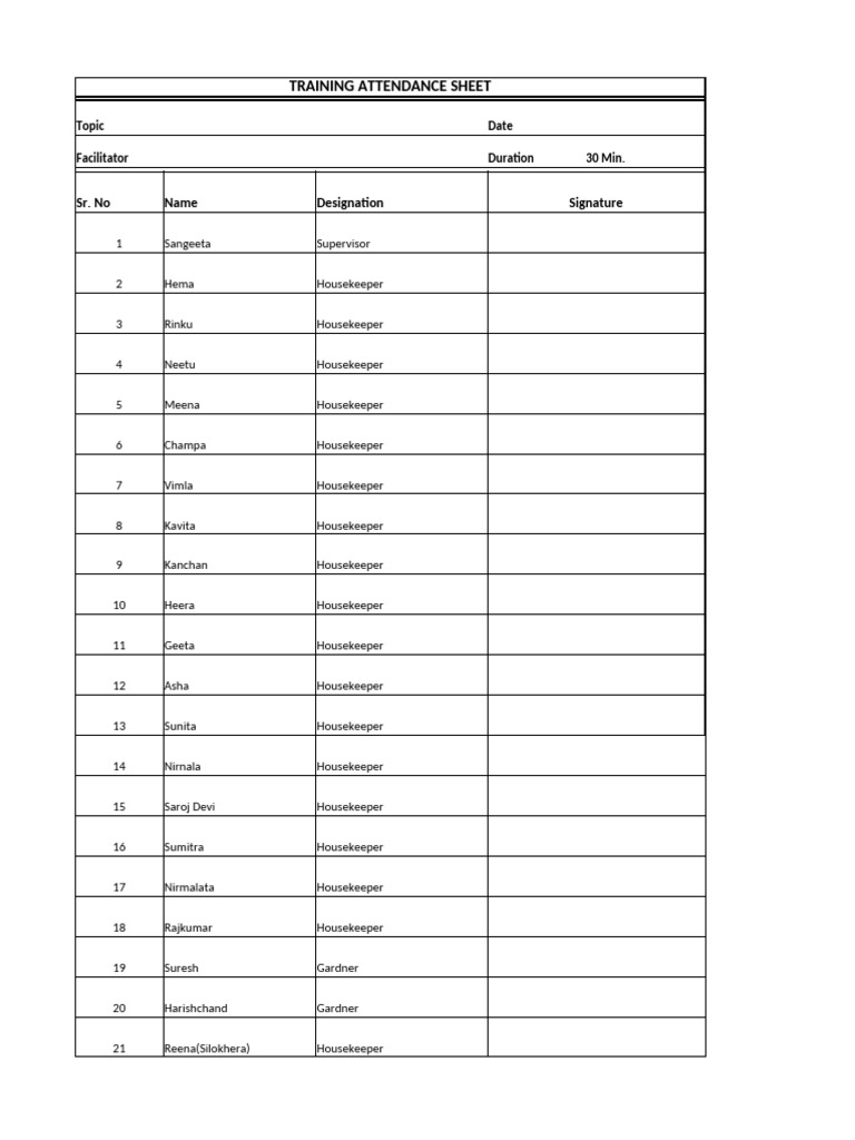 Training Sheet | PDF
