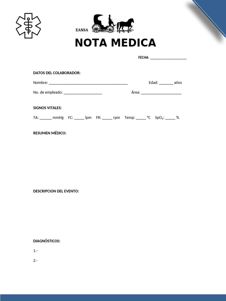 Nota Médica para Colaboradores EANSA | PDF