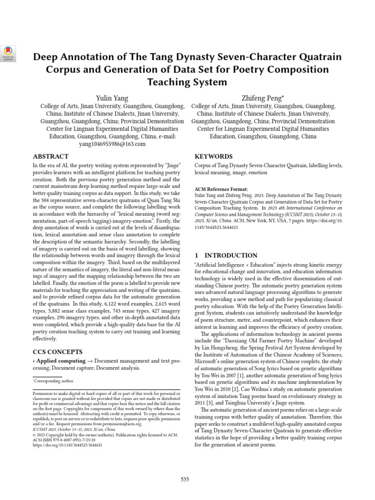 Deep Annotation of the Tang Dynasty Seven-Character Quatrain Corpus and ...