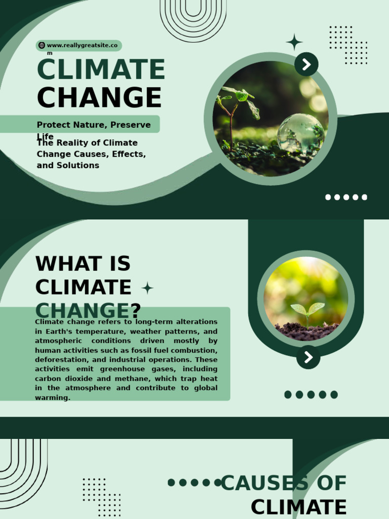 _Dark Green and Light Green Minimalist Climate Change Presentation ...