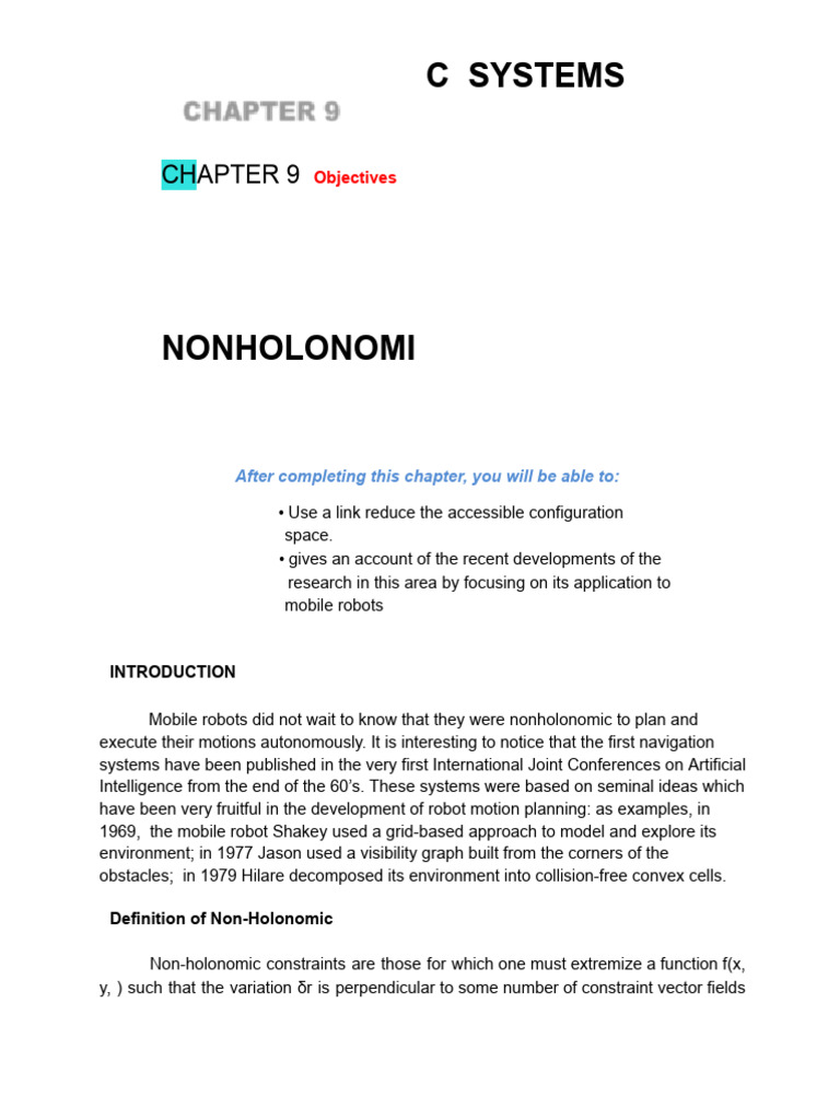 Chapter 9 Non-holonomic Systems | PDF | Space | Mathematical Analysis