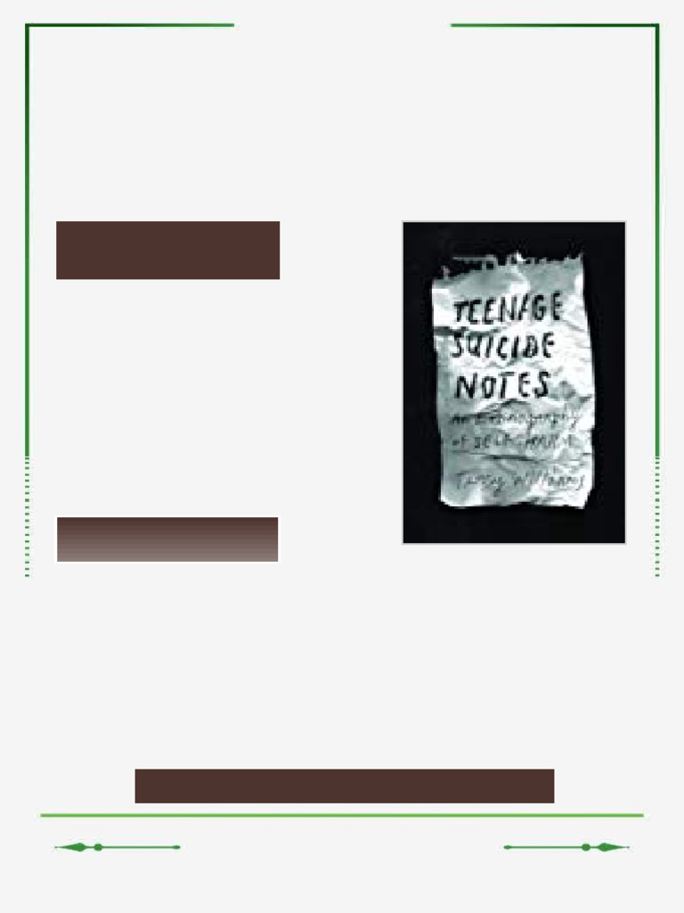 Teenage Suicide Notes An Ethnography of Self Harm Terry Williams ebook ...