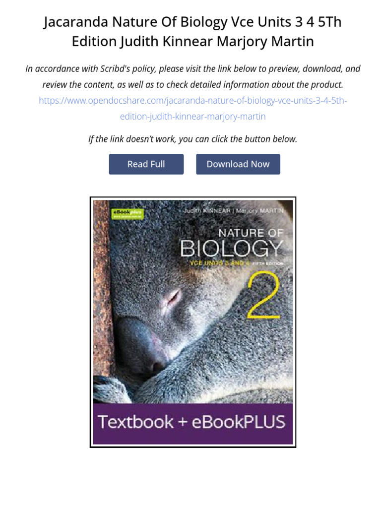 Jacaranda Nature of Biology VCE Units 3 4 5th Edition Judith Kinnear ...