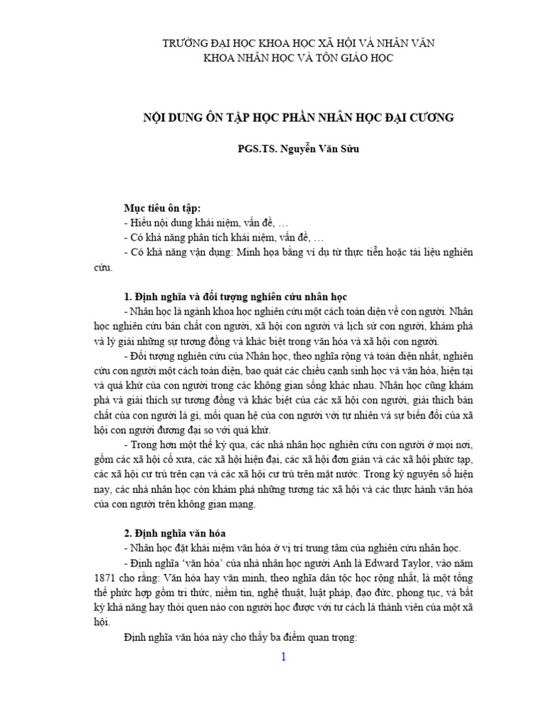 Nội Dung Ôn Tập Thi Hết Hp Nhđc Kỳ 251 | PDF