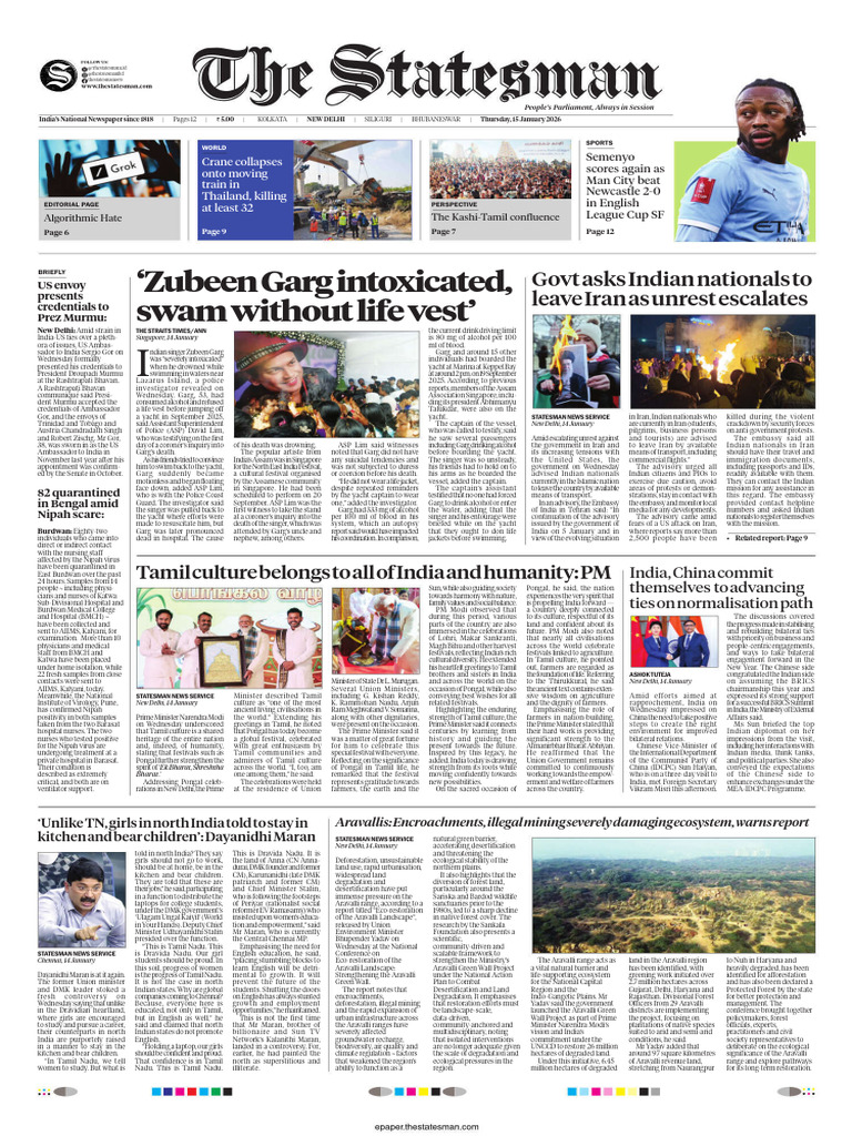 the-statesman-15-01-2026 | PDF | Startup Company | Small Business ...