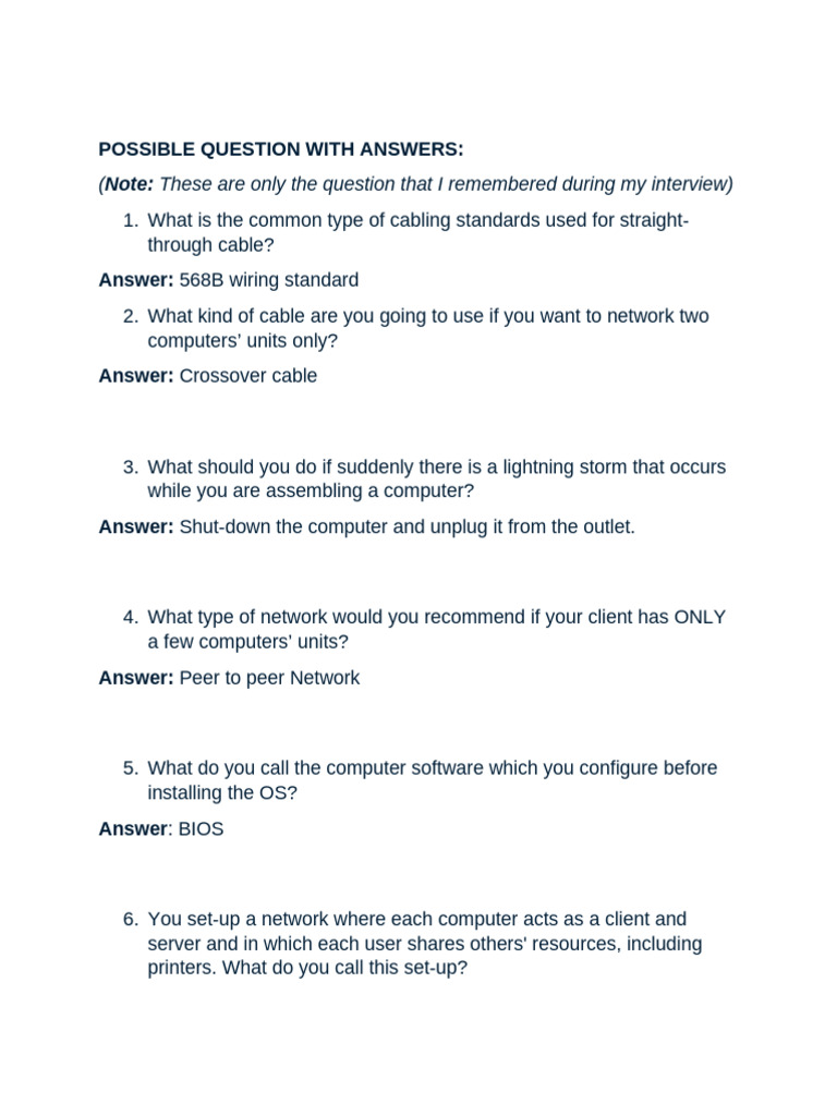 Computer Networking Interview Q&A Guide | PDF | Remote Desktop Services ...