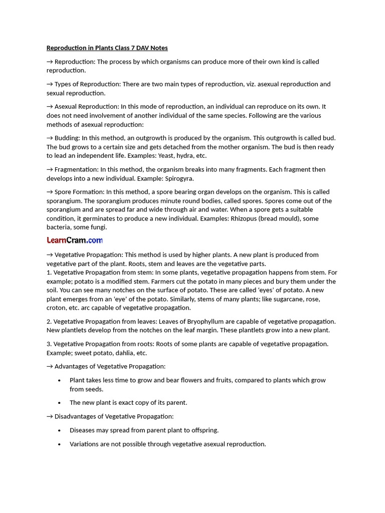 Reproduction in Plants Notes | PDF | Flowers | Pollination