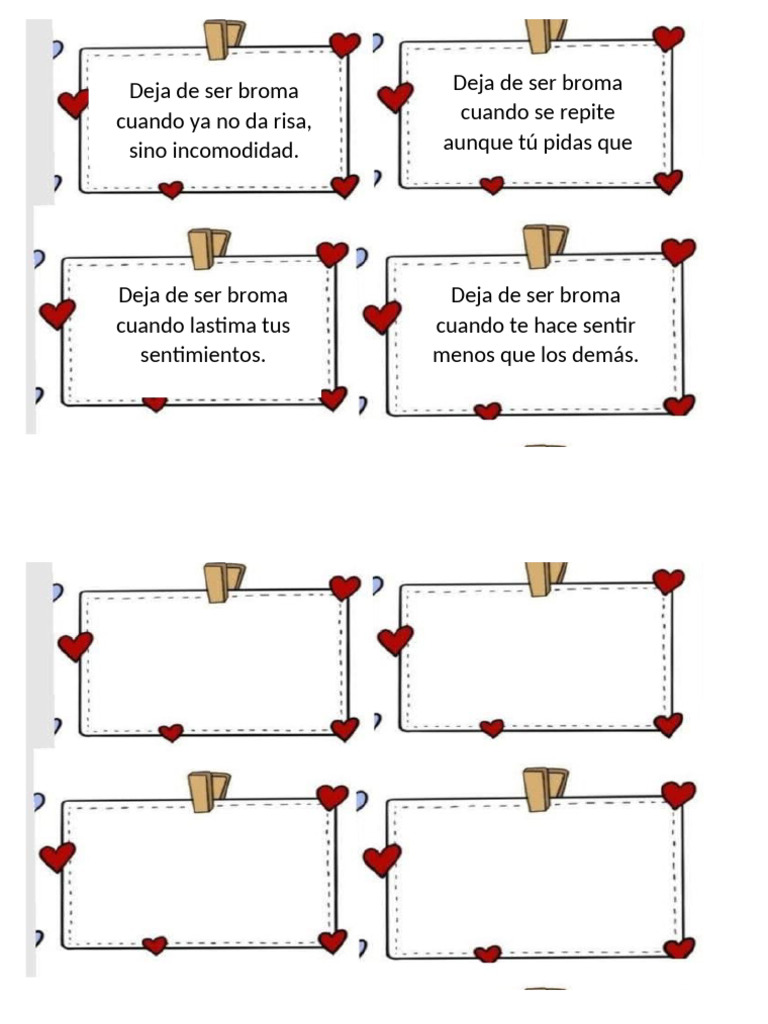 Tarjetas Contra El Bulliyn (Deja de Ser Broma Cuando.... ) | PDF