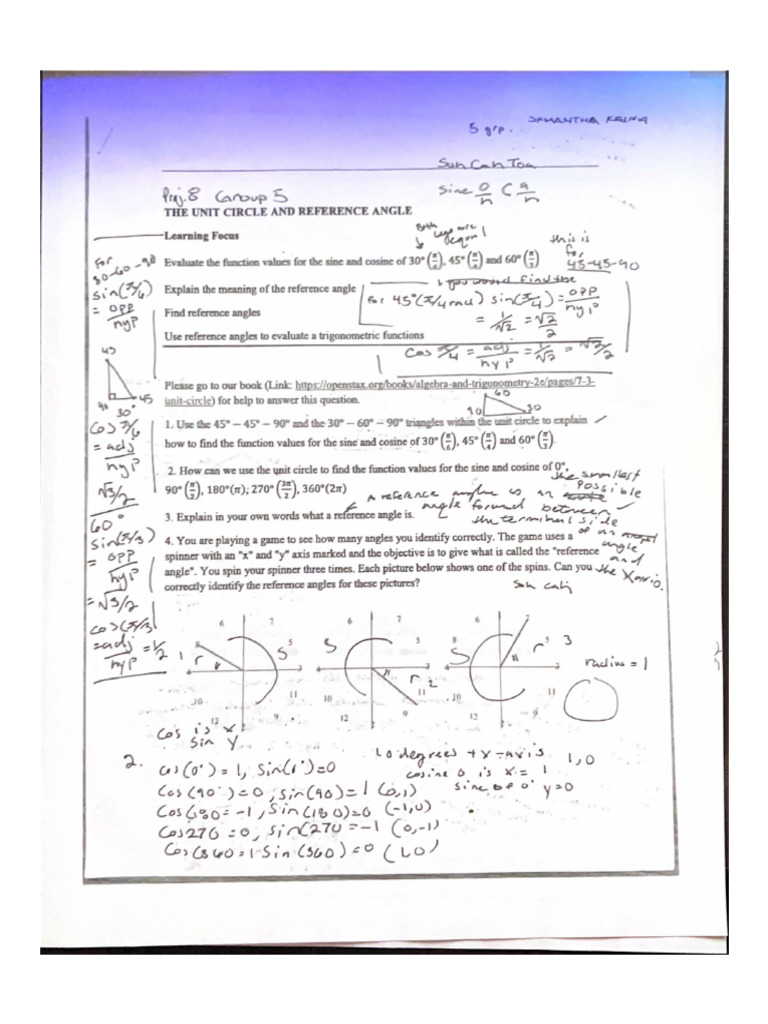 The Unit Circle and Reference Angle | PDF