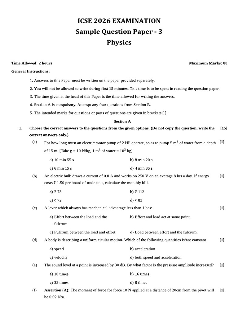 Icse Physics 3 | PDF