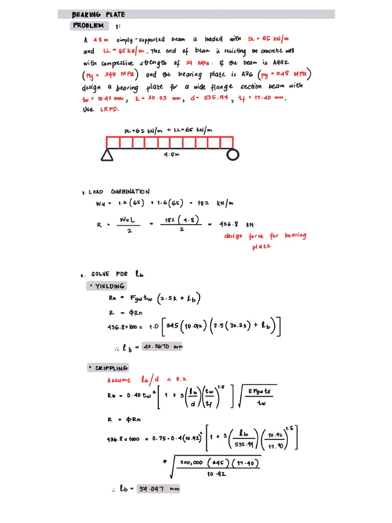 Steel Design - Bearing Plate | PDF