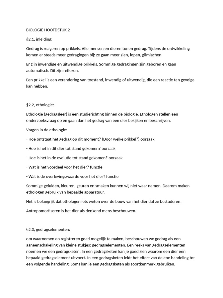 BIOLOGIE HOOFDSTUK 2 | PDF