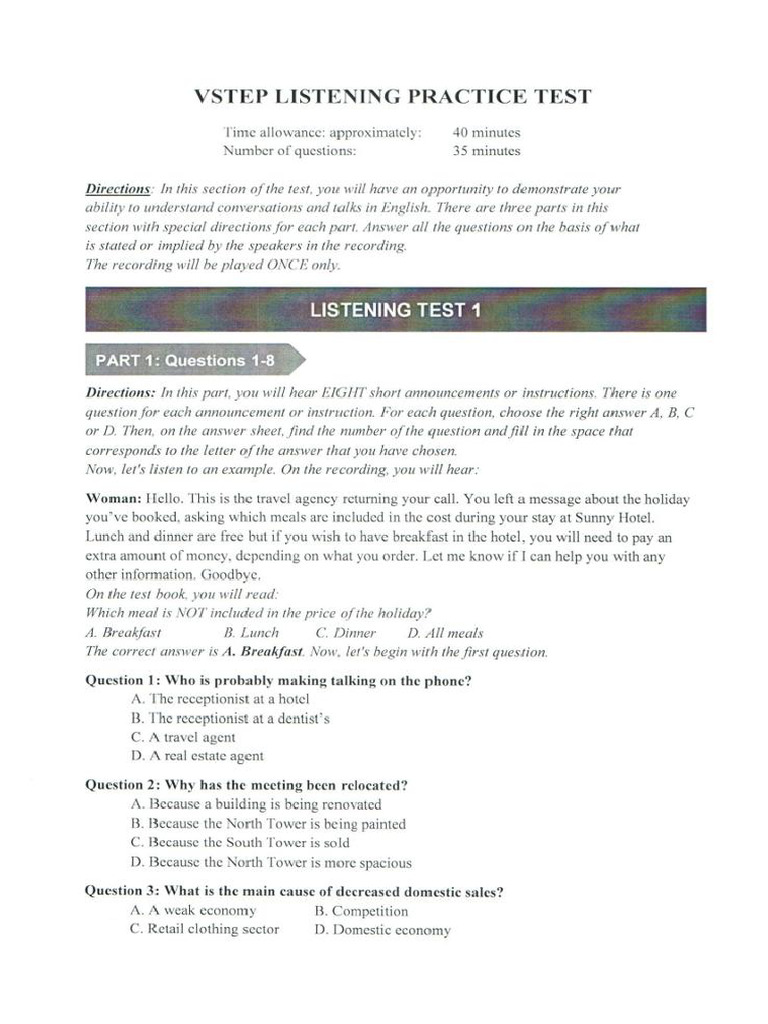 Listening Practice Tests | PDF