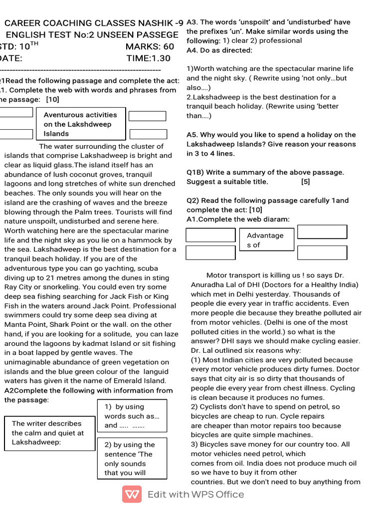Final 2 On 1 Test No 2 Unseen Passage 6 | PDF