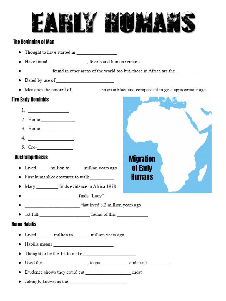 Gemma Hernandez - 01 - Early Humans Notes Page | PDF | Homo | Pleistocene