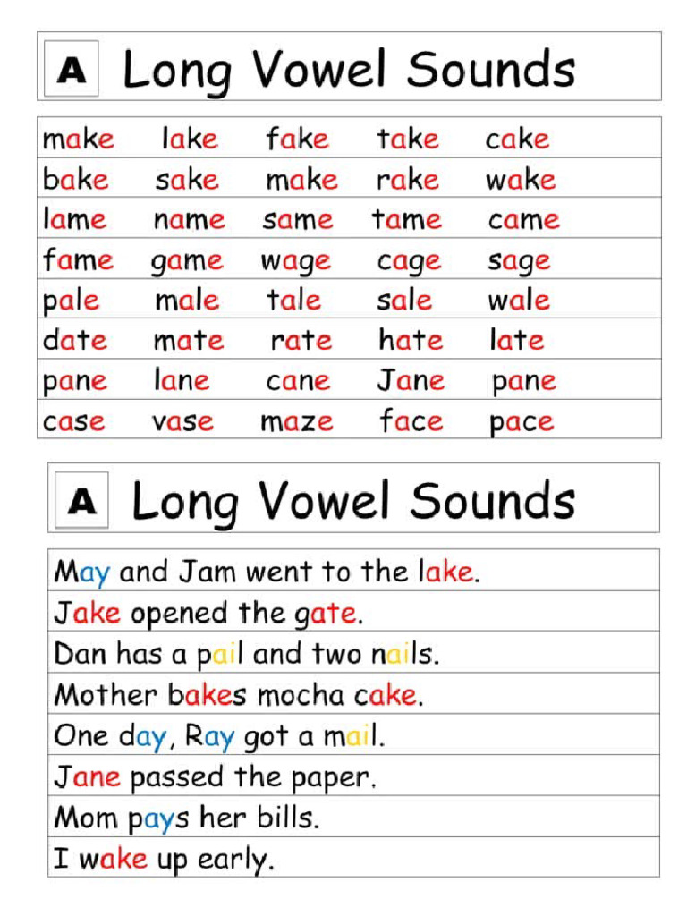 Long Vowels Reading Material | PDF