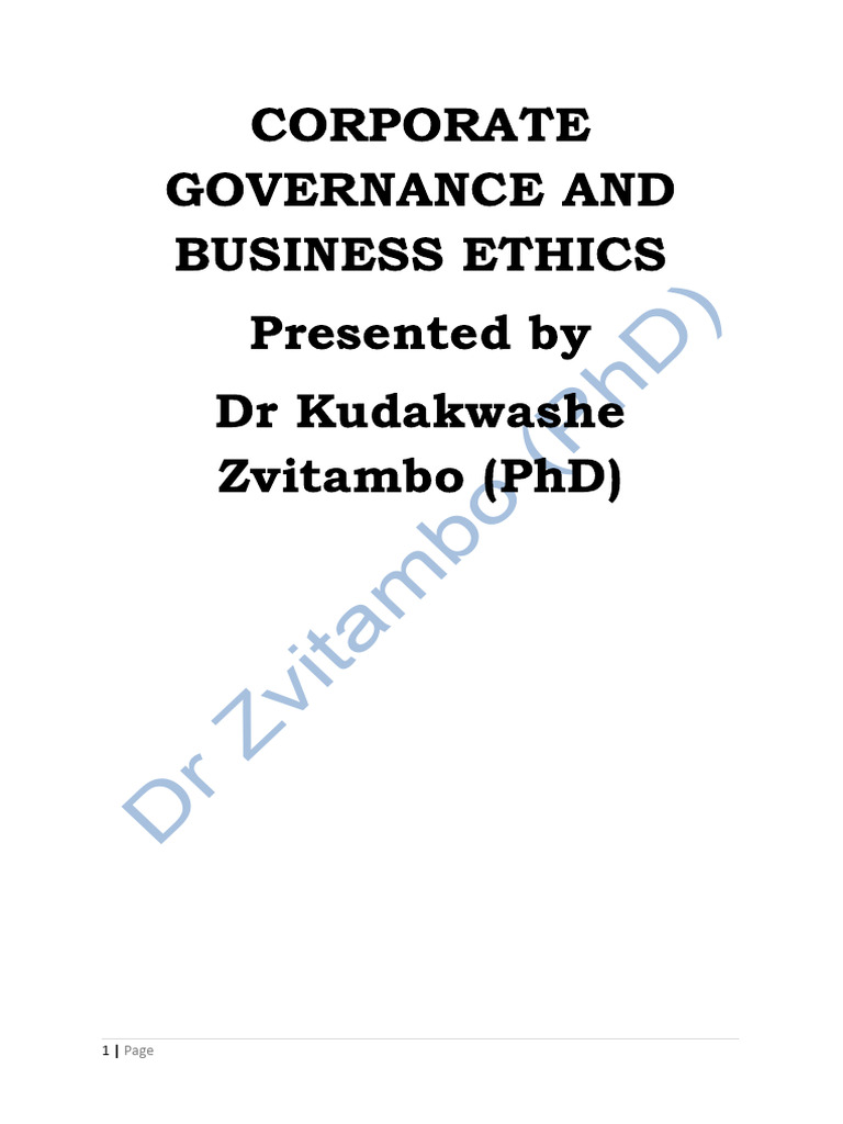 Corporate Governance Notes | PDF | Corporate Governance | Governance