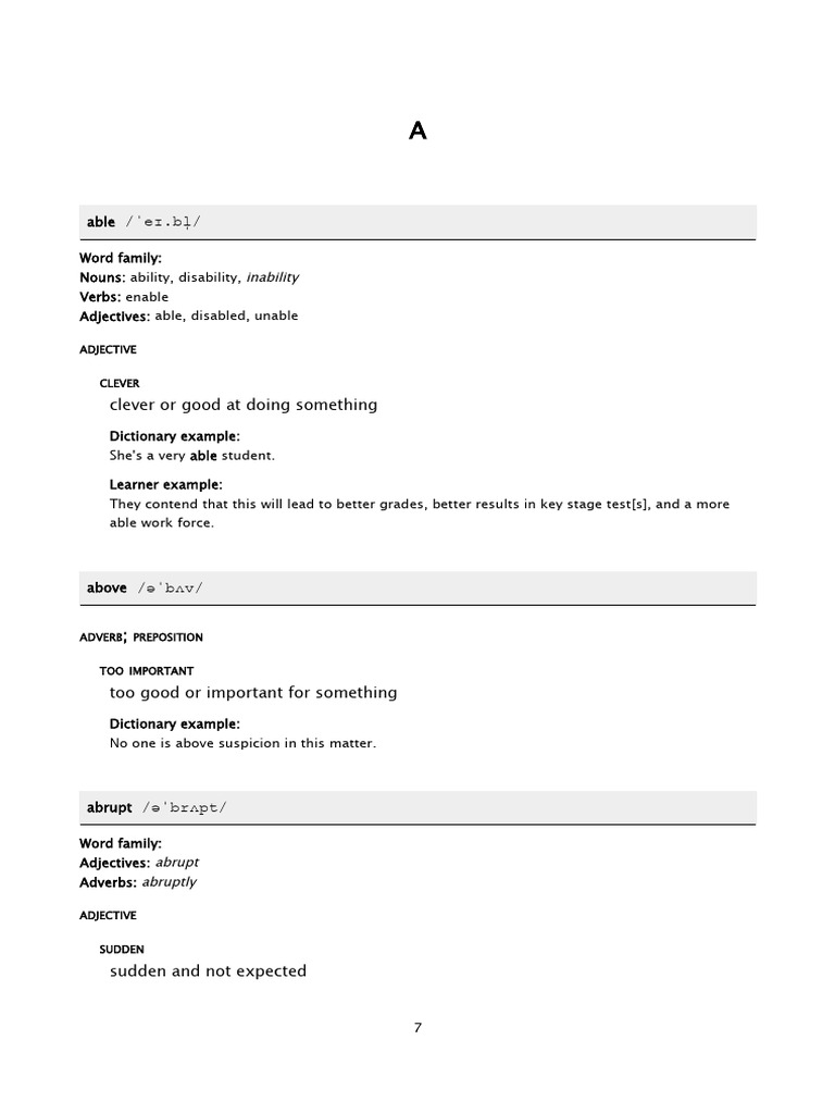 Level C2 Word List - 1 | PDF | Adverb | Adjective