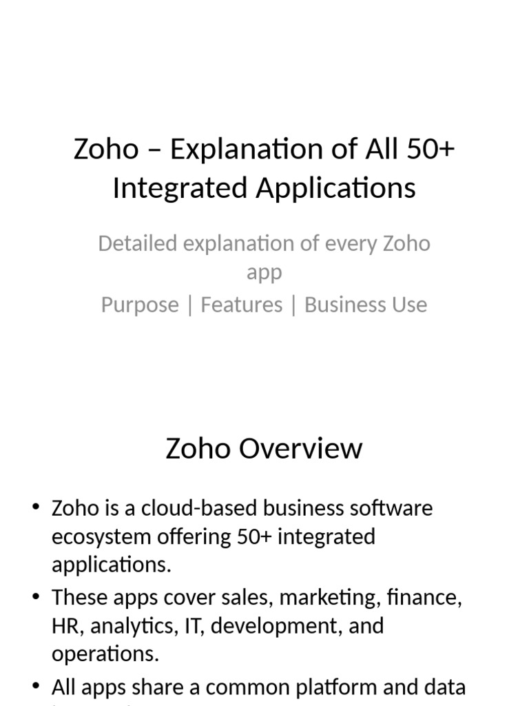 Zoho All 50plus Apps Explained | PDF | Customer Relationship Management ...