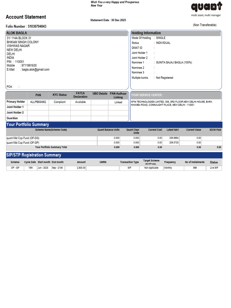 Account Statement: Your Portfolio Summary | PDF | Mutual Funds ...