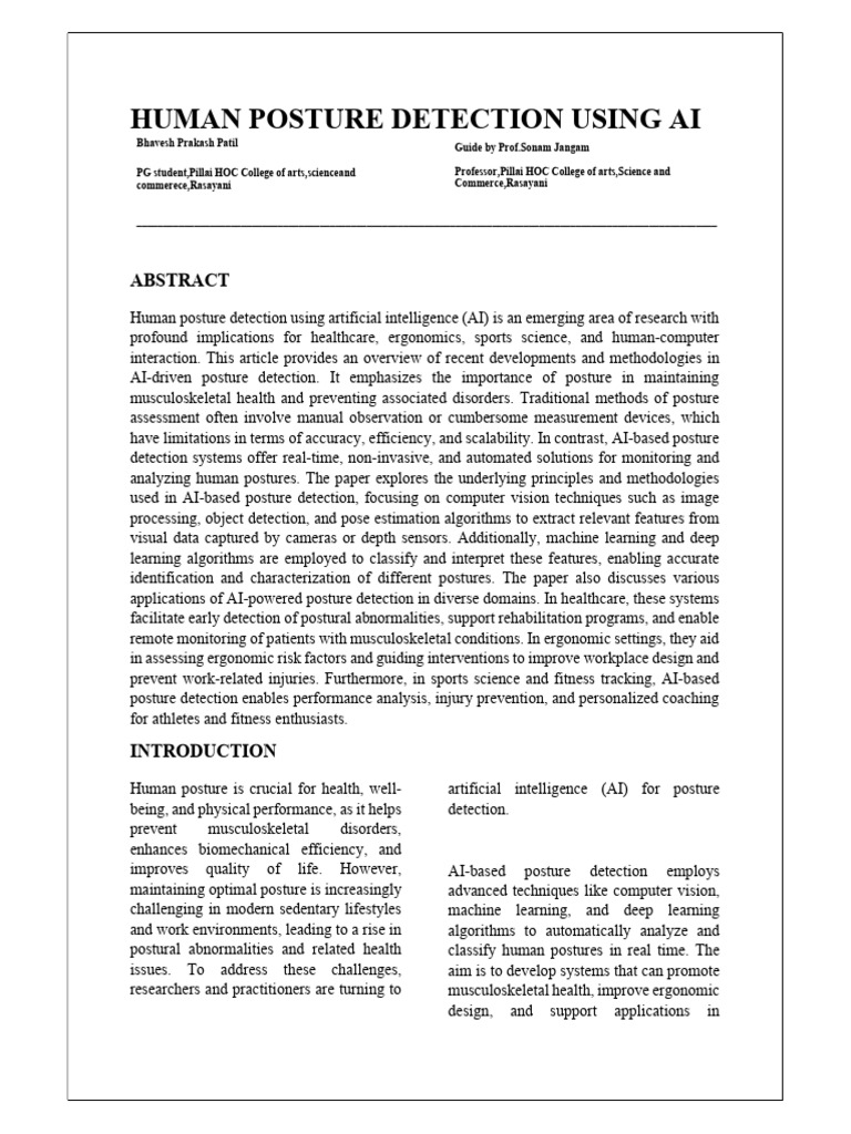 Human Posture Detection Using Ai | PDF | Artificial Intelligence ...