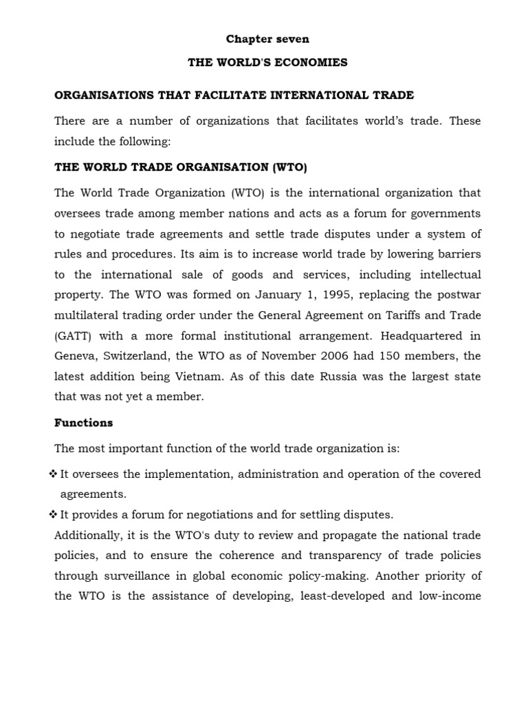 Key Organizations in Global Trade | PDF | World Trade Organization ...