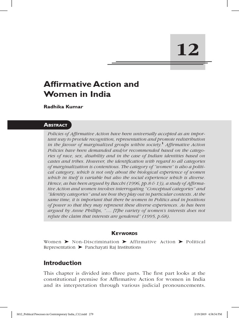 Women and Affirmative Action in India | PDF | Government Of India ...