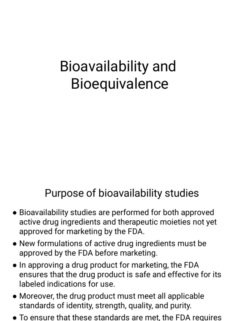 Bioavailability and Bioequivalence Studies | PDF | Bioavailability ...