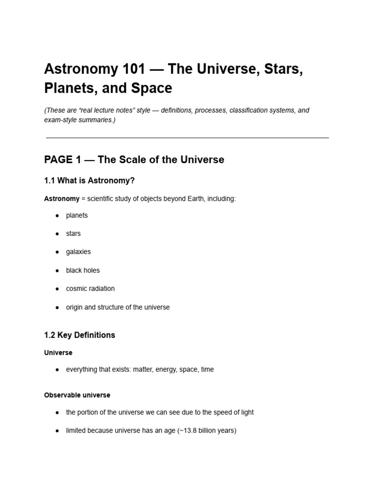 Astronomy 101: Universe and Stars Overview | PDF | Redshift | Stars