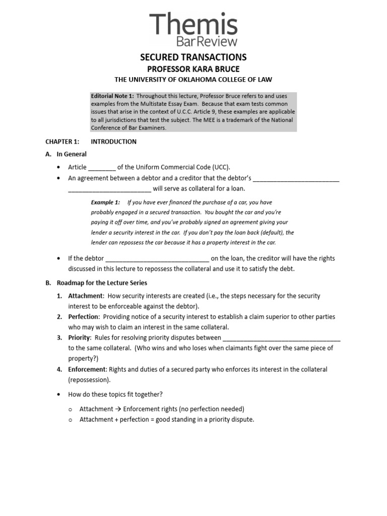 Understanding Secured Transactions UCC | PDF | Security Interest | Loans