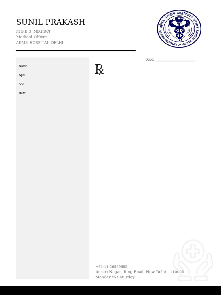 Dr. Sunil Prakash - Medical Officer AIIMS | PDF