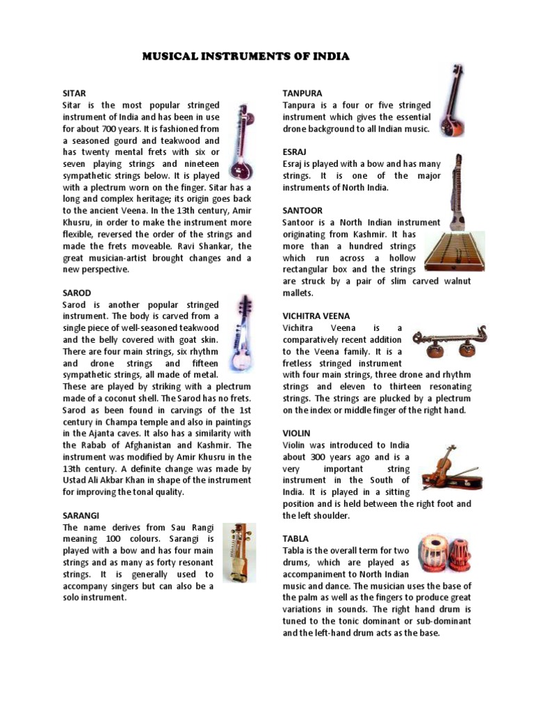 Indian Musical Instruments With Names