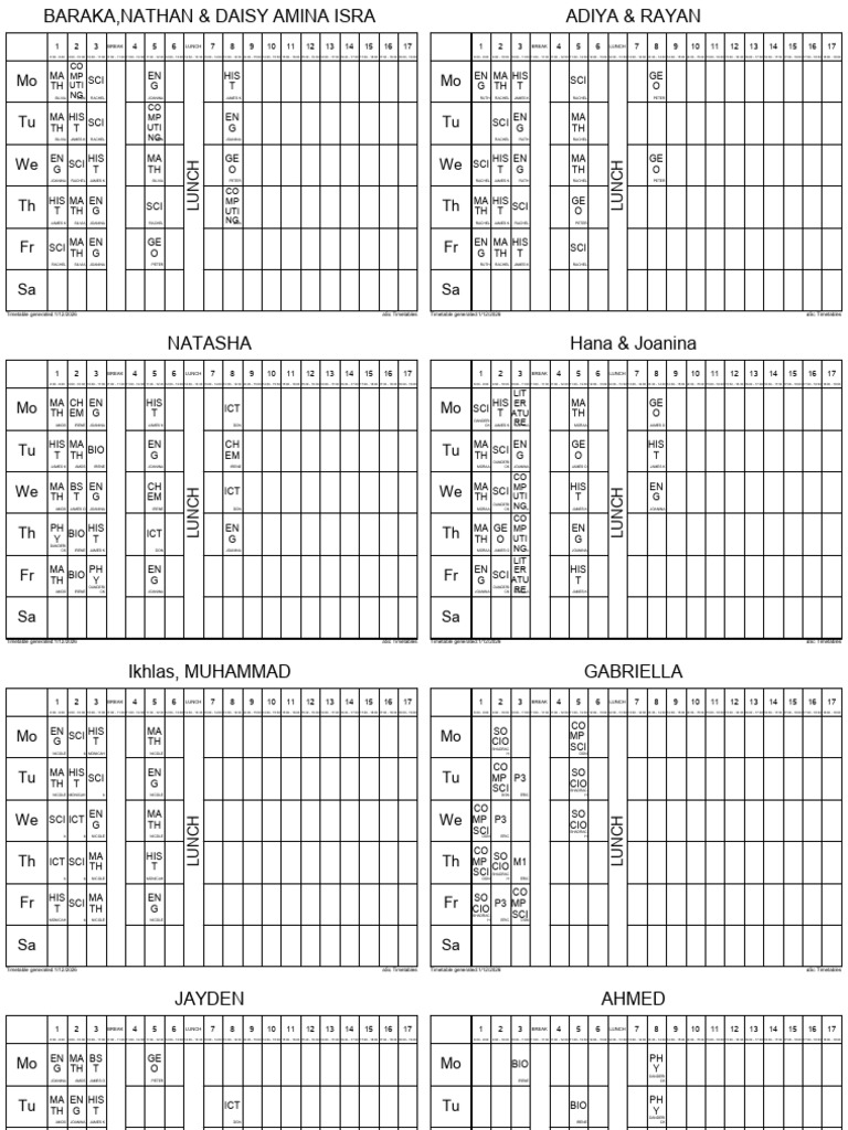 Students Timetable Term 2 | PDF