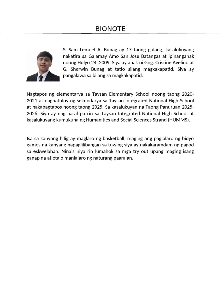 Bionote | PDF