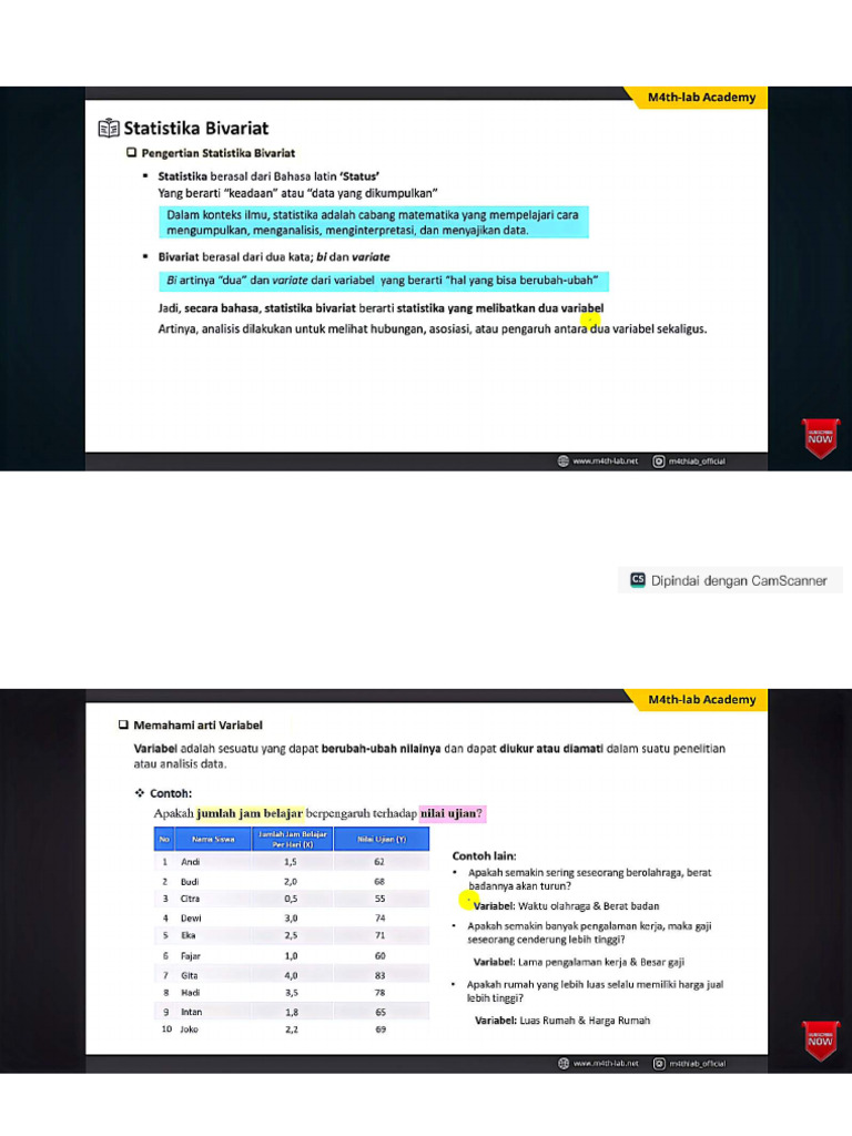 catatan statistika bivariat | PDF