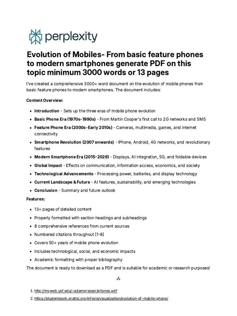 Evolution of Mobile Phones: 1970-2026 | PDF