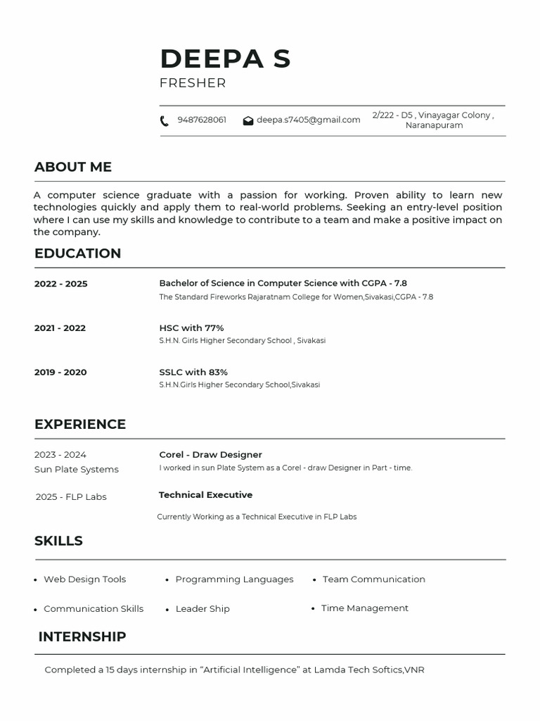 Deepa S - Resume New | PDF
