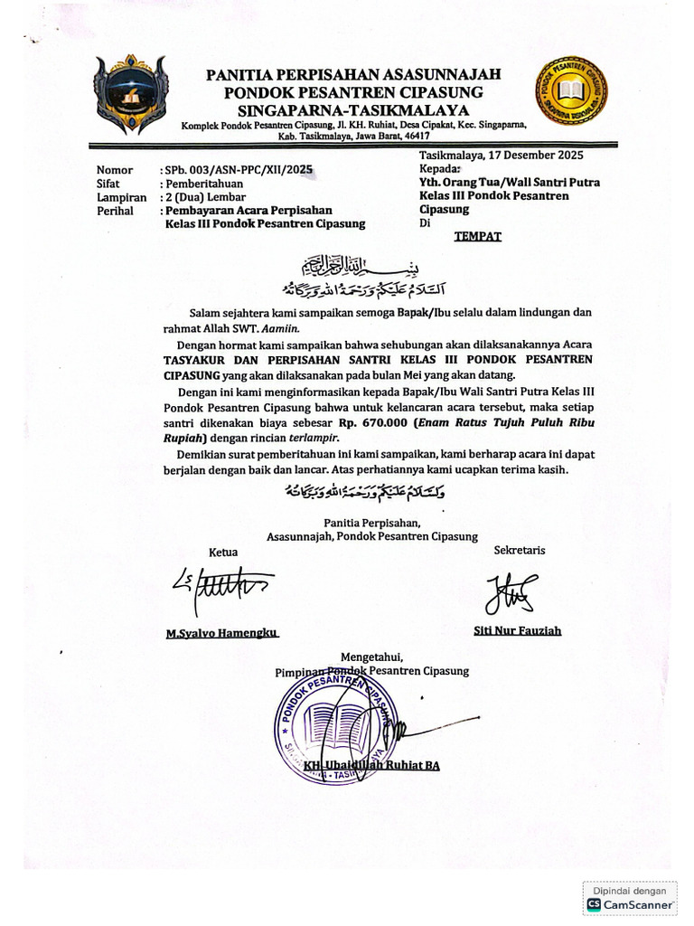 Surat Anggaran Santi Putra- Scan PDF | PDF