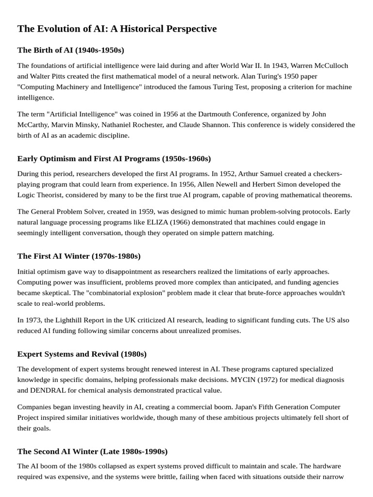 History of AI Development and Milestones | PDF | Artificial ...