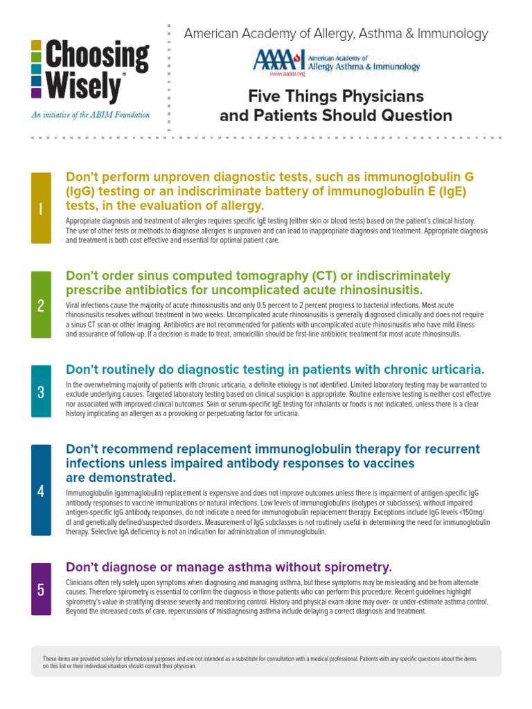 Allergy and Asthma Testing Guidelines | PDF | Allergy | Antibody