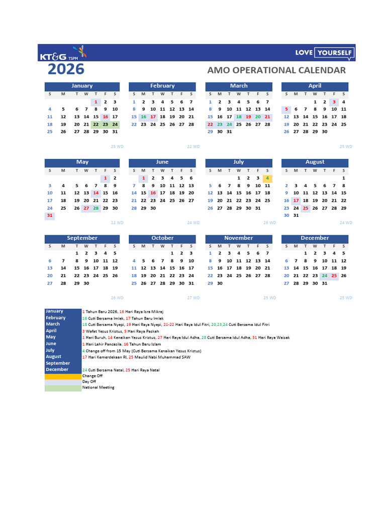 AMO Operational Calendar 2026 | PDF | Abrahamic Religions | Observances Set