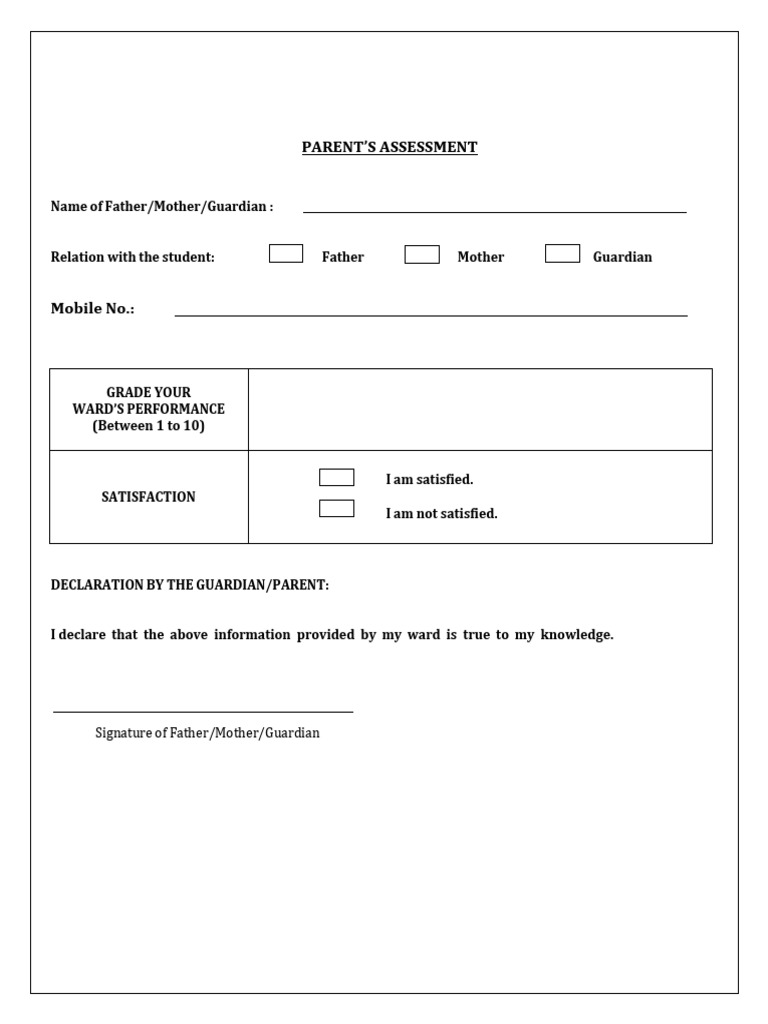 Parent Assessment Form | PDF