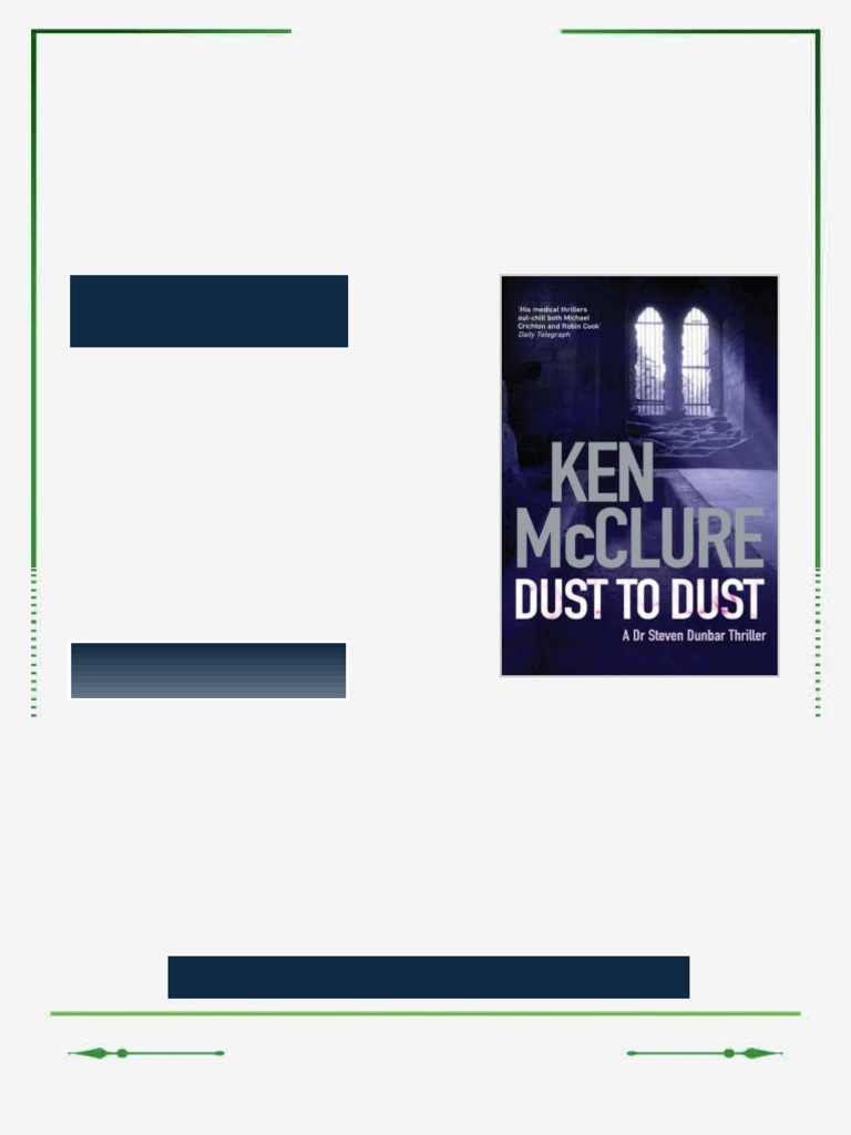 Dust to Dust A Dr Steven Dunbar Thriller Book 8 2nd Edition Mcclure ...