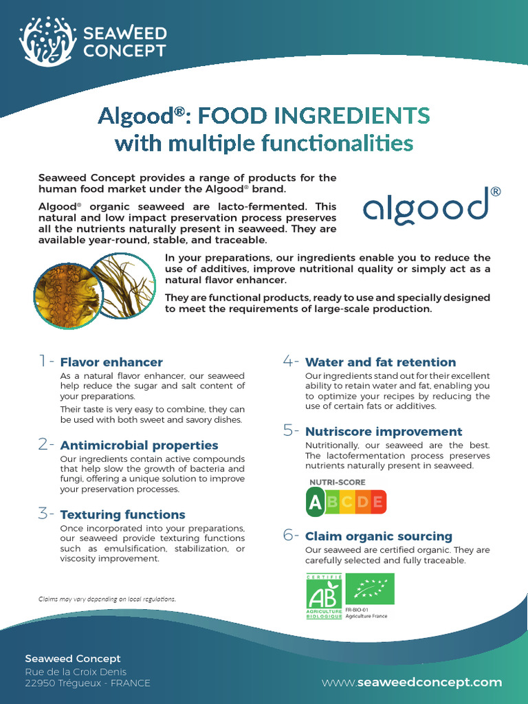 Fiche FOOD Seaweed Concept - Sweet - 2025 ENGLISH | PDF | Foods | Desserts