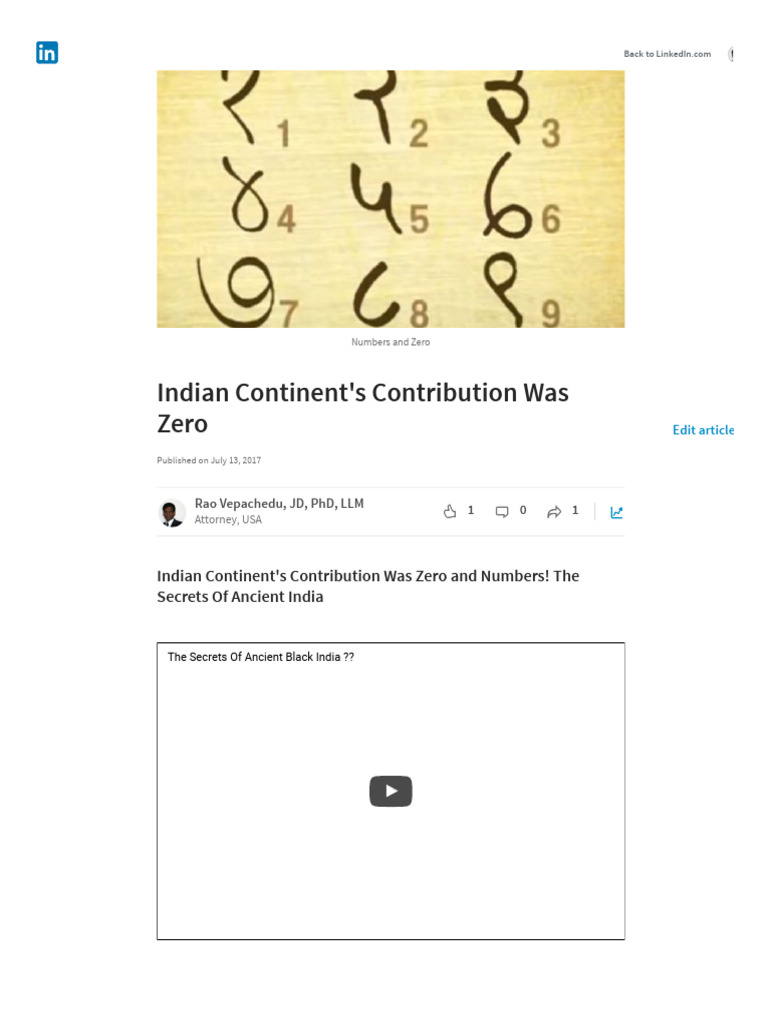 Ancient India's Role in Zero's Origin | PDF | Numbers | Decimal